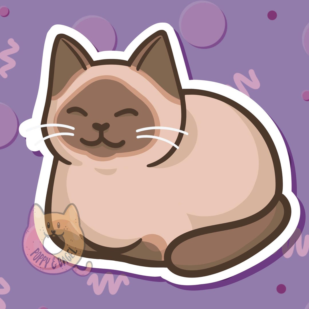 Siamese Cat Loaf Sticker Waterproof Dishwasher Safe Matte Vinyl Sticker ...
