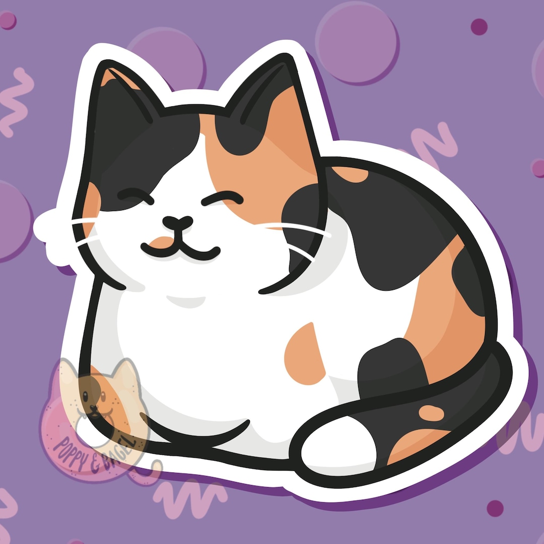 Calico Cat Loaf Sticker; Waterproof Dishwasher Safe Matte Vinyl Sticker ...