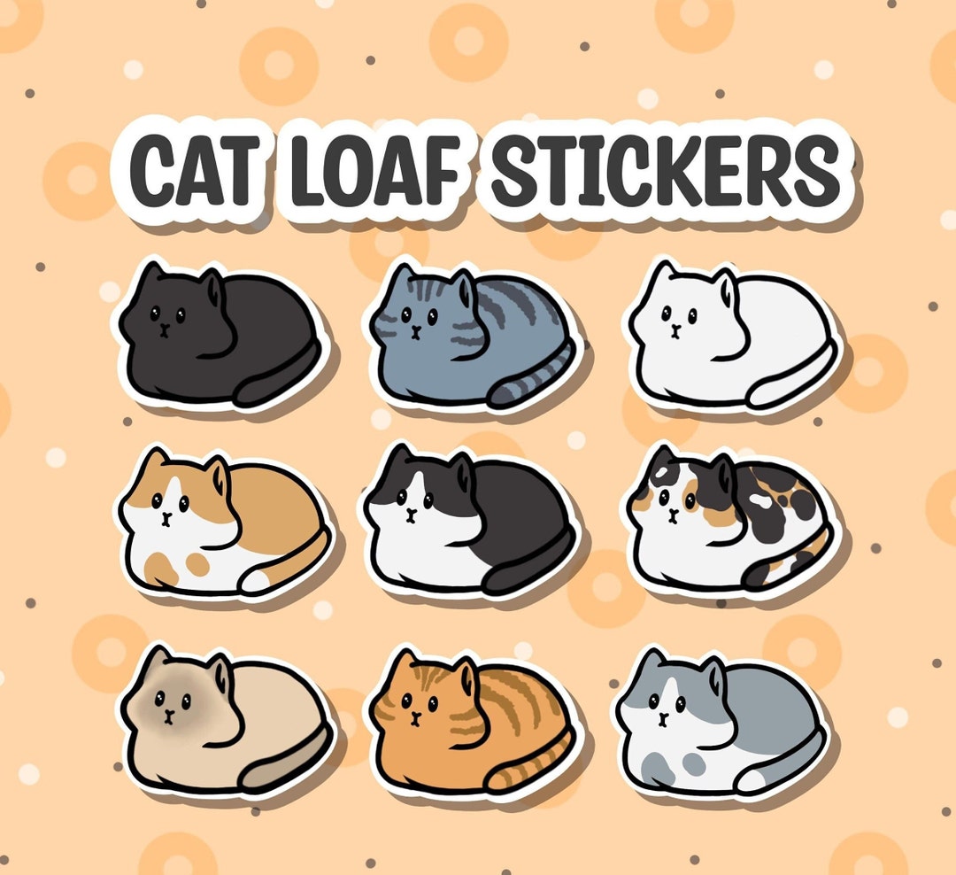 Cat Loaf Stickers, Freshly Baked Waterproof Dishwasher Safe Matte Vinyl ...