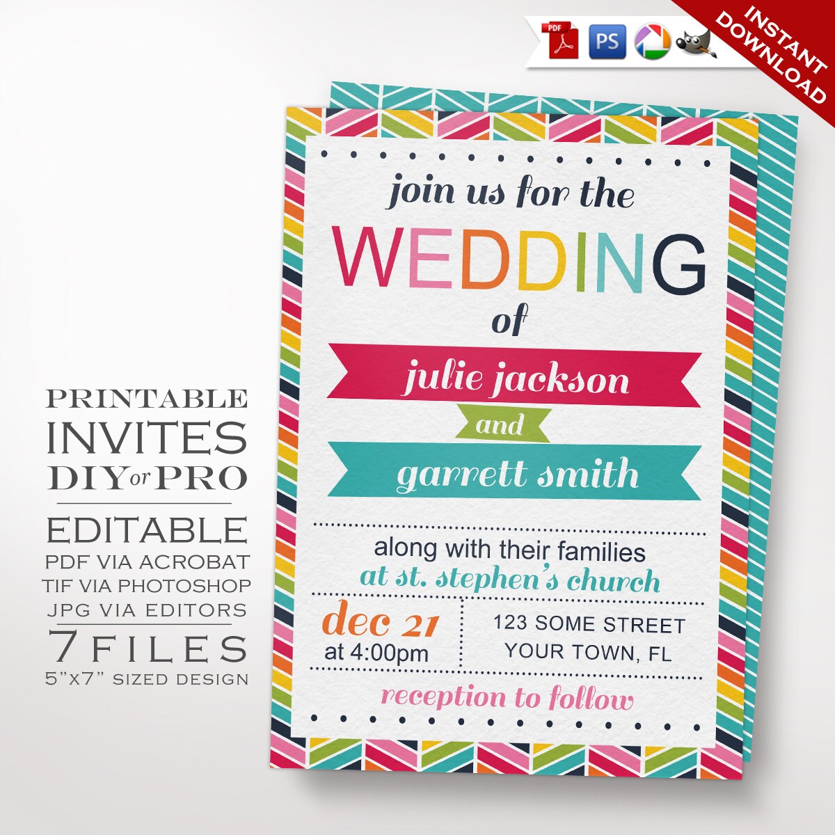 Rainbow Themed Wedding Invitations