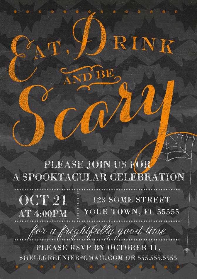Halloween Invitation Template - Costume Party Invite - Eat Drink Scary ...