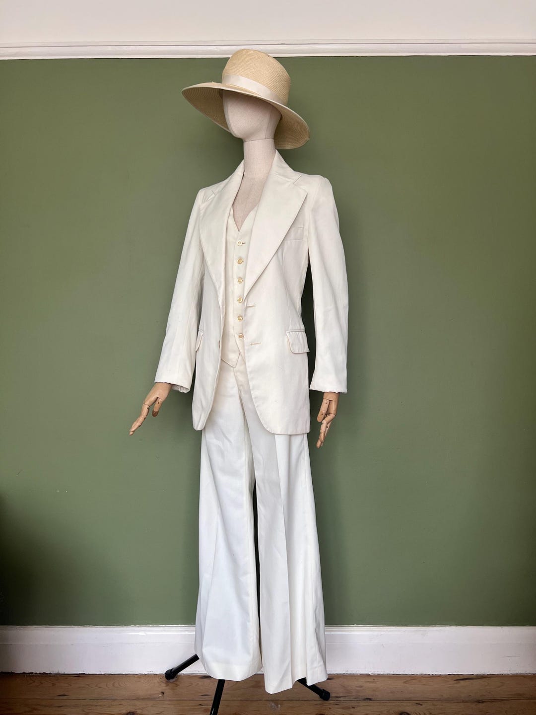Original Vintage 1970’s Saturday Night Fever White/cream Flared Three ...