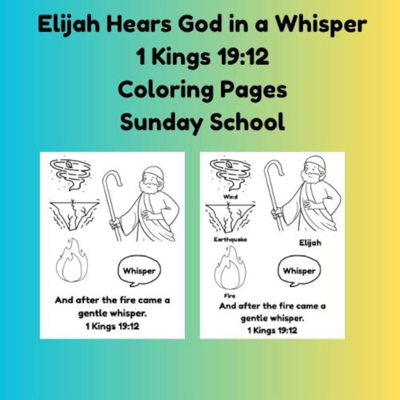 Elijah Hears God in a Whisper 1 Kings 19:12 Coloring Page Sunday School ...