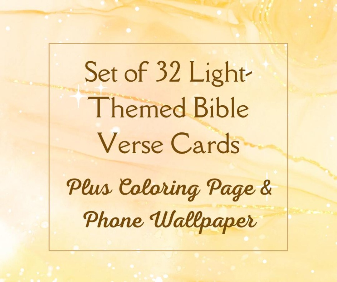 Light Themed Bible Verse Scripture Cards Set of 32 Plus Coloring Page ...