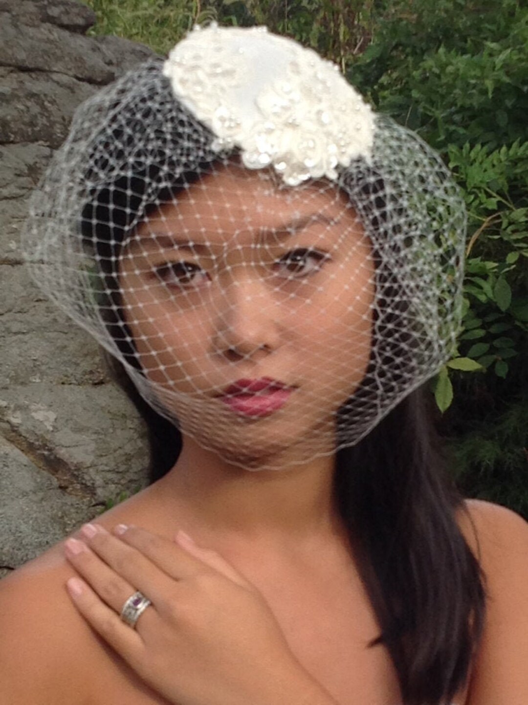 Ivory Bridal Hat, Wedding Fascinator, Ivory Lace Hat With Veiling - Etsy