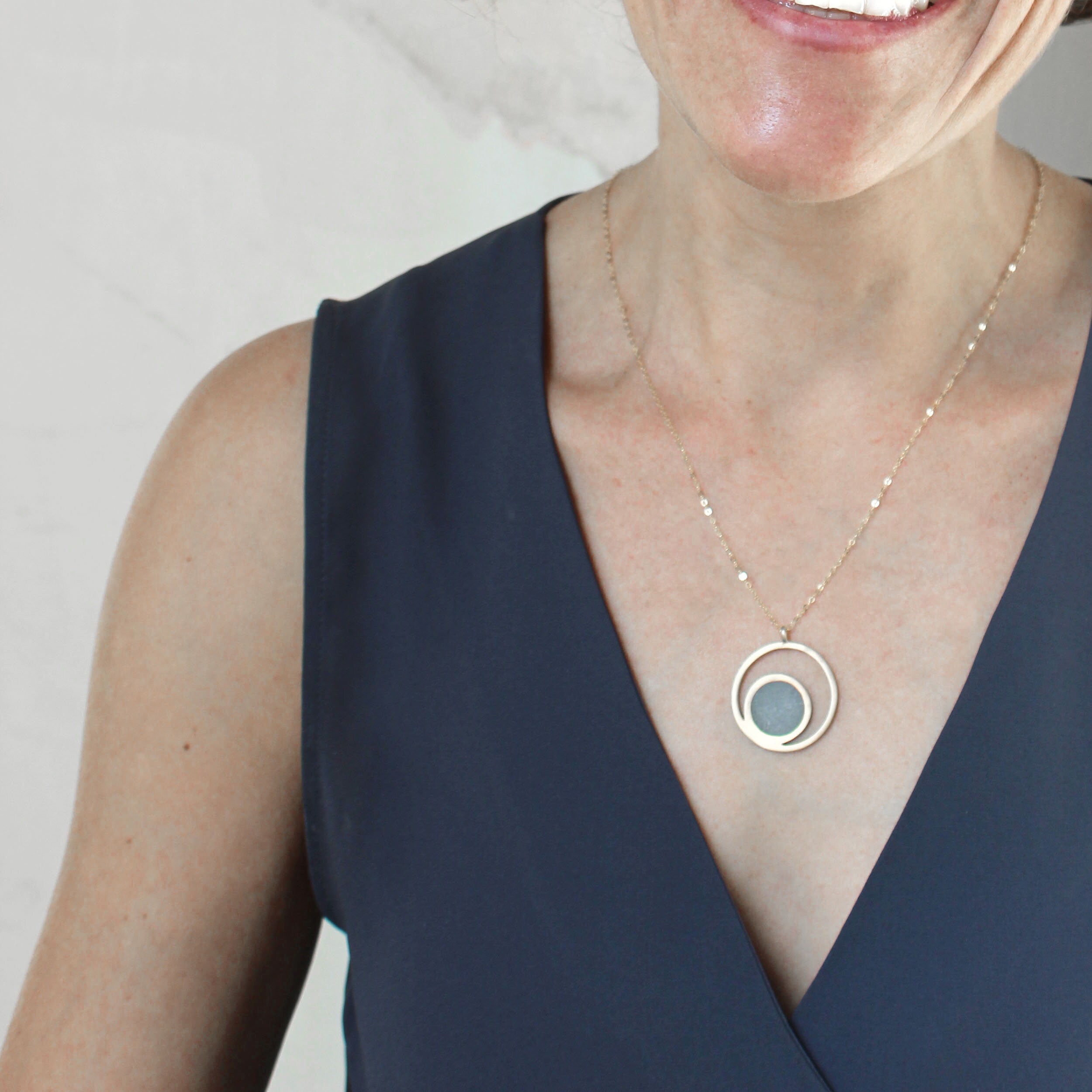 Orbit Necklace Silver and Concrete Necklace Maternity - Etsy Israel