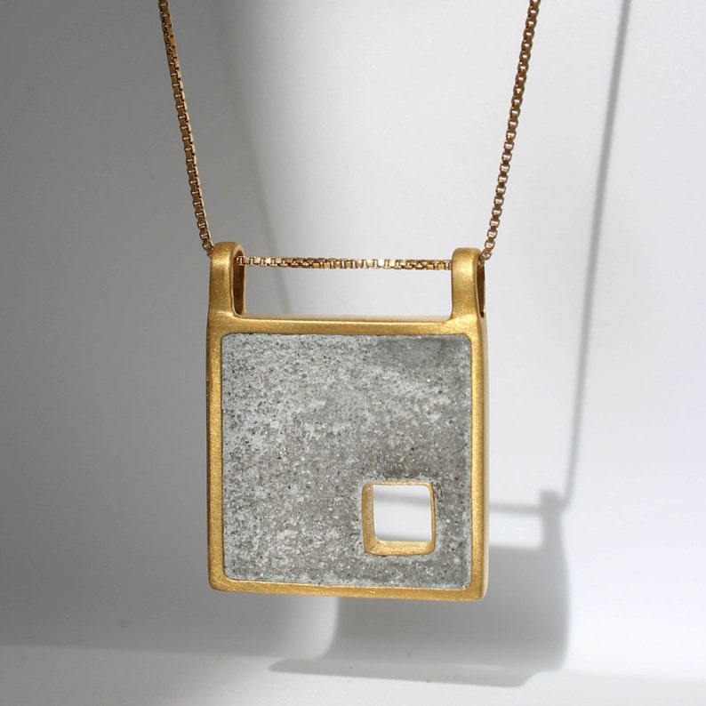 Square Pendant Necklace Silver Necklace for Women Geometric | Etsy