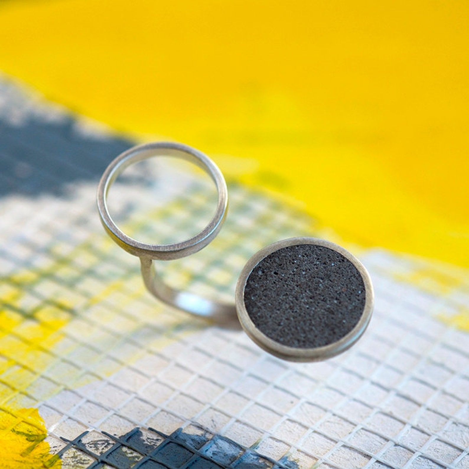 Open Ring, Cement Ring, Gift for Architect, Urban Jewelry, Urban Ring ...