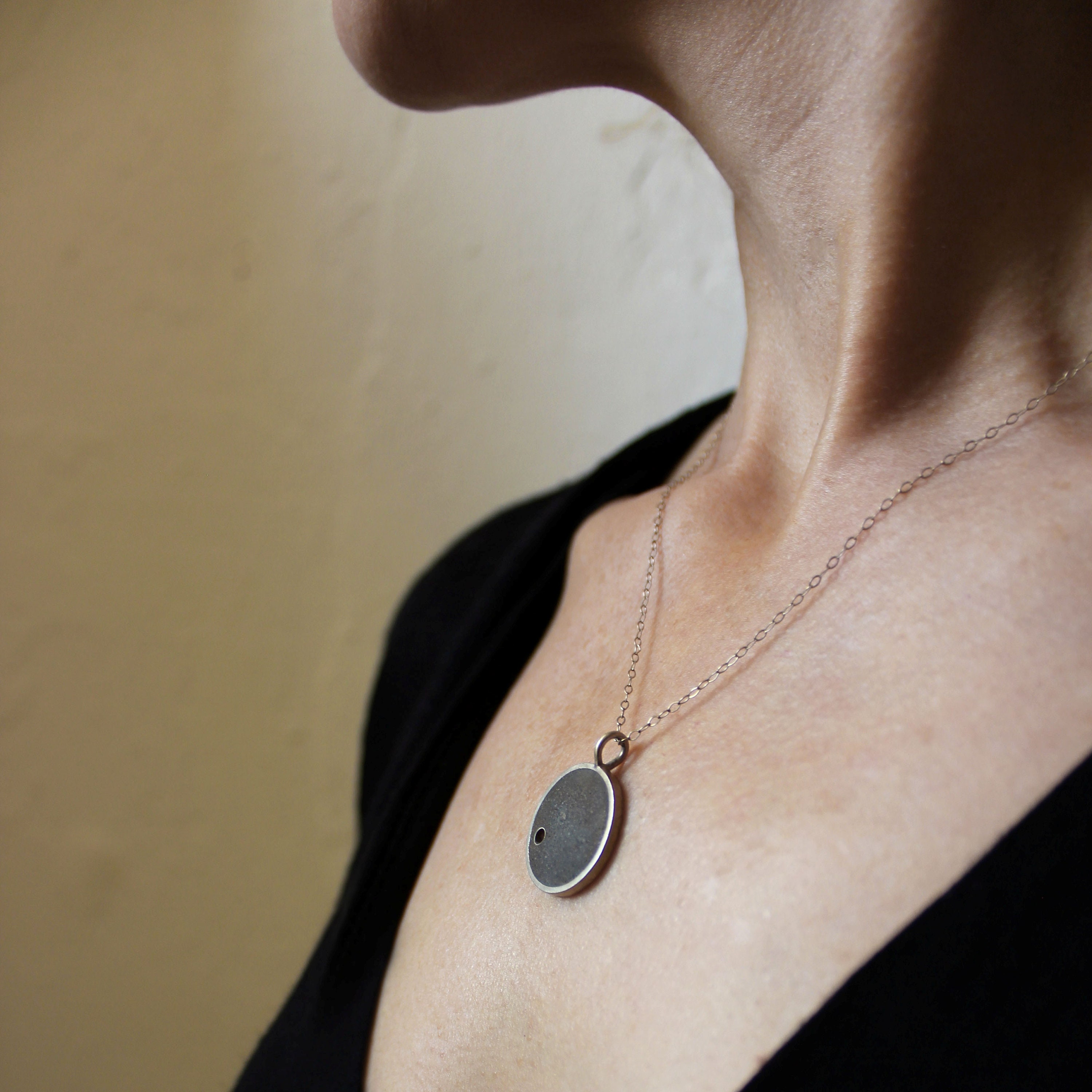 Hole Concrete Necklace Concrete and Sterling Silver Circular - Etsy Israel