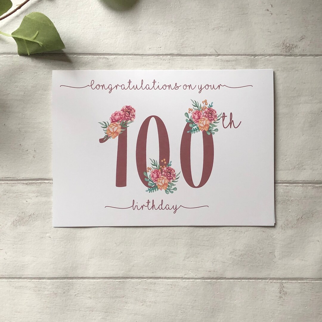 Congratulations on Your 100th Birthday Card Happy 100th Birthday ...