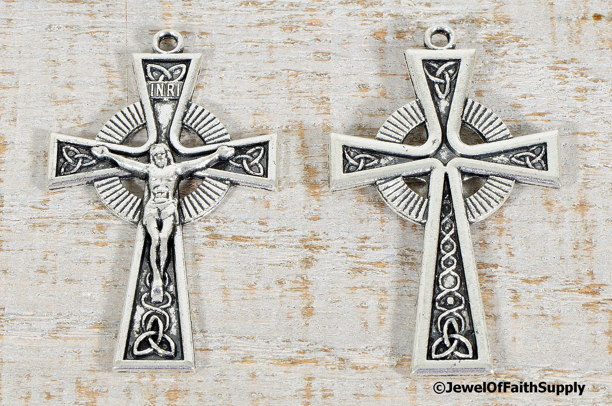 Rosary Celtic Crucifix Pendant Alloy Metal Silver Finish Cross - Etsy