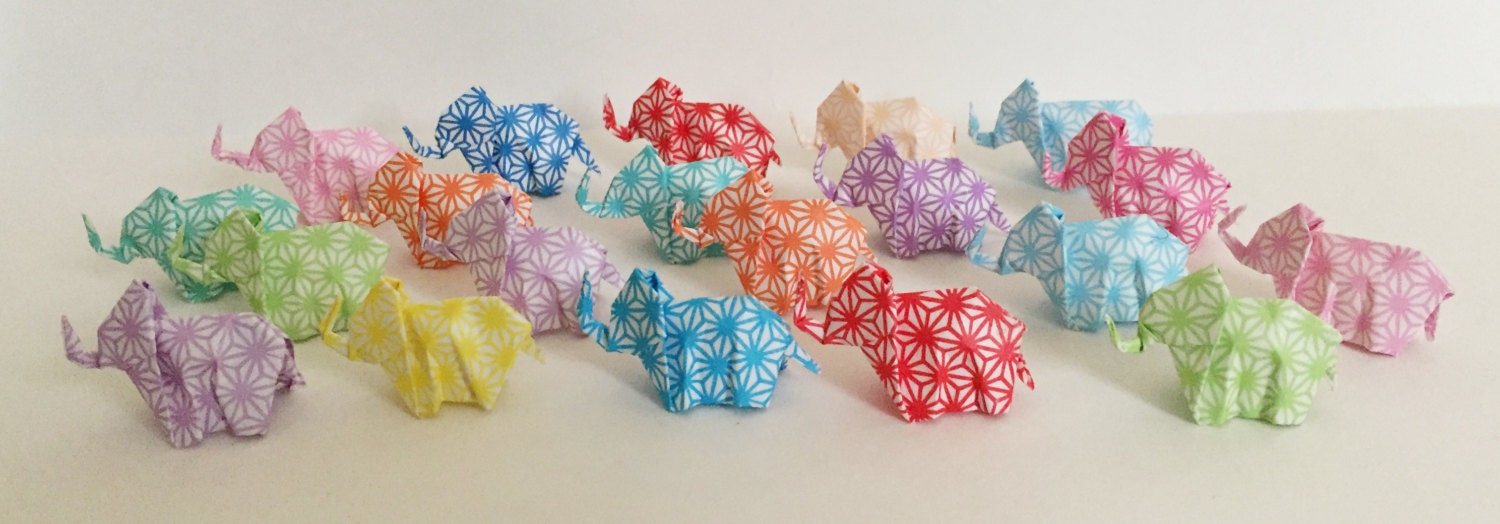 Set of 20 Baby Origami Elephants on Colorful Geometric Design Paper - Etsy
