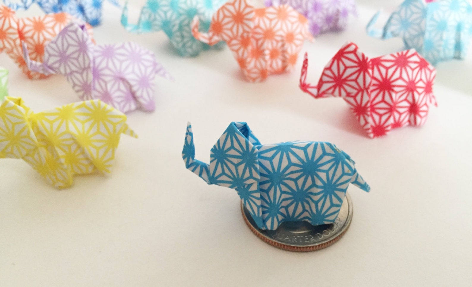 Set of 20 Baby Origami Elephants on Colorful Geometric Design Paper - Etsy