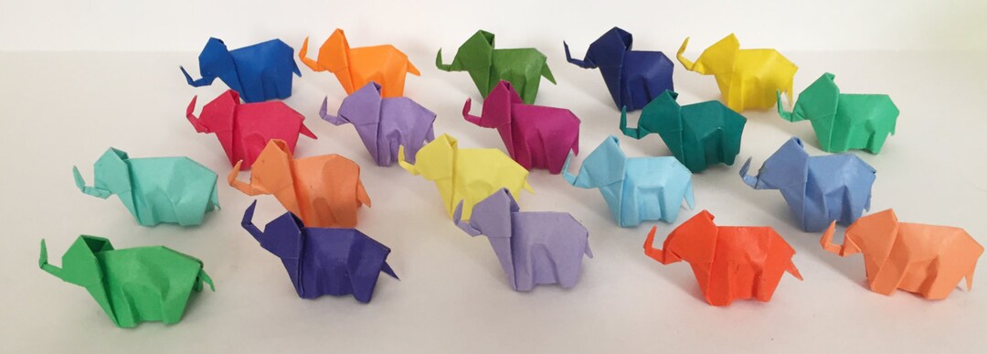 Set of 20 Baby Origami Elephants on Colorful Paper - Etsy