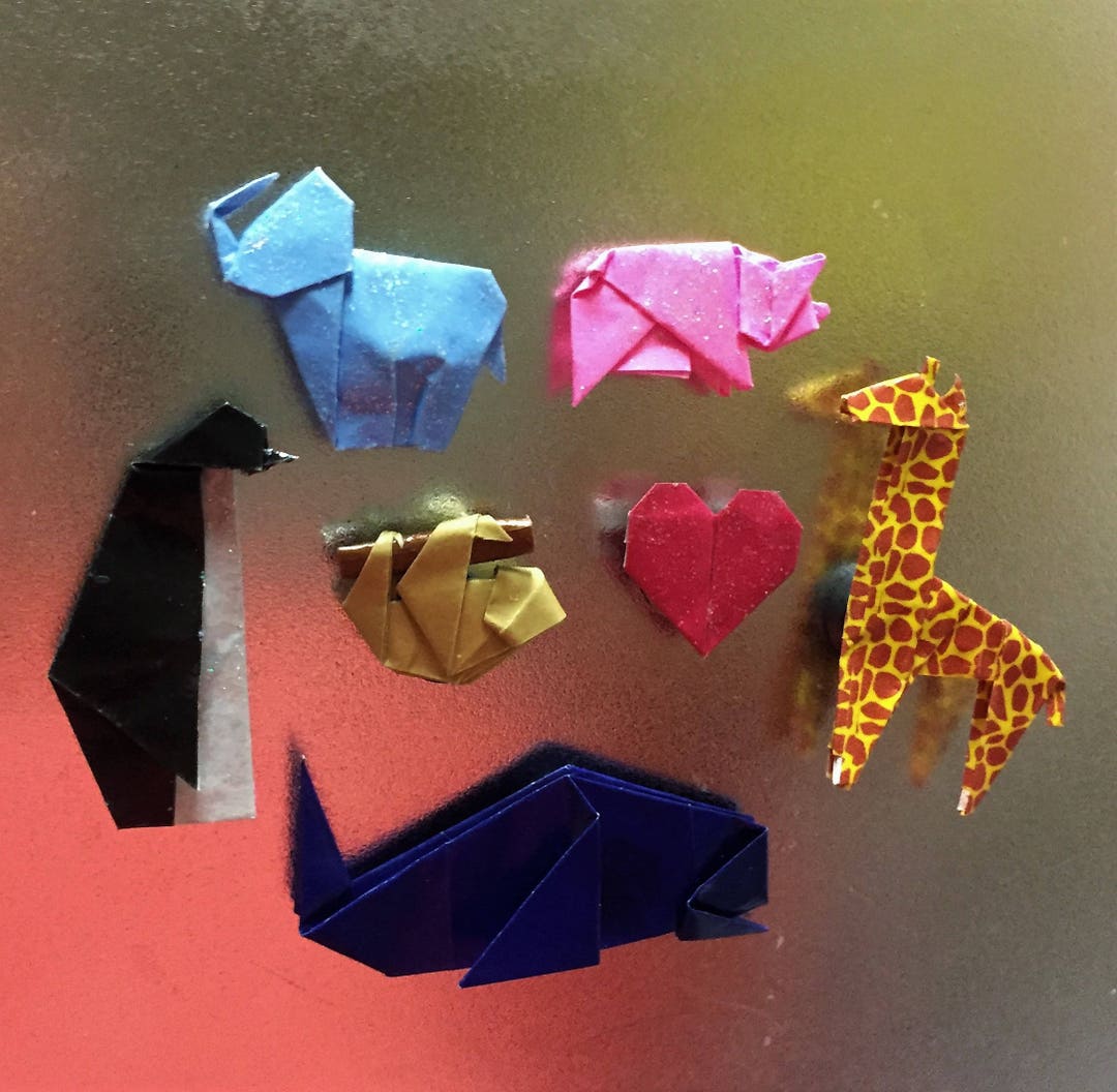 Origami Animal Magnet Set Whale Magnet Elephant Magnets Sloth Magnet ...