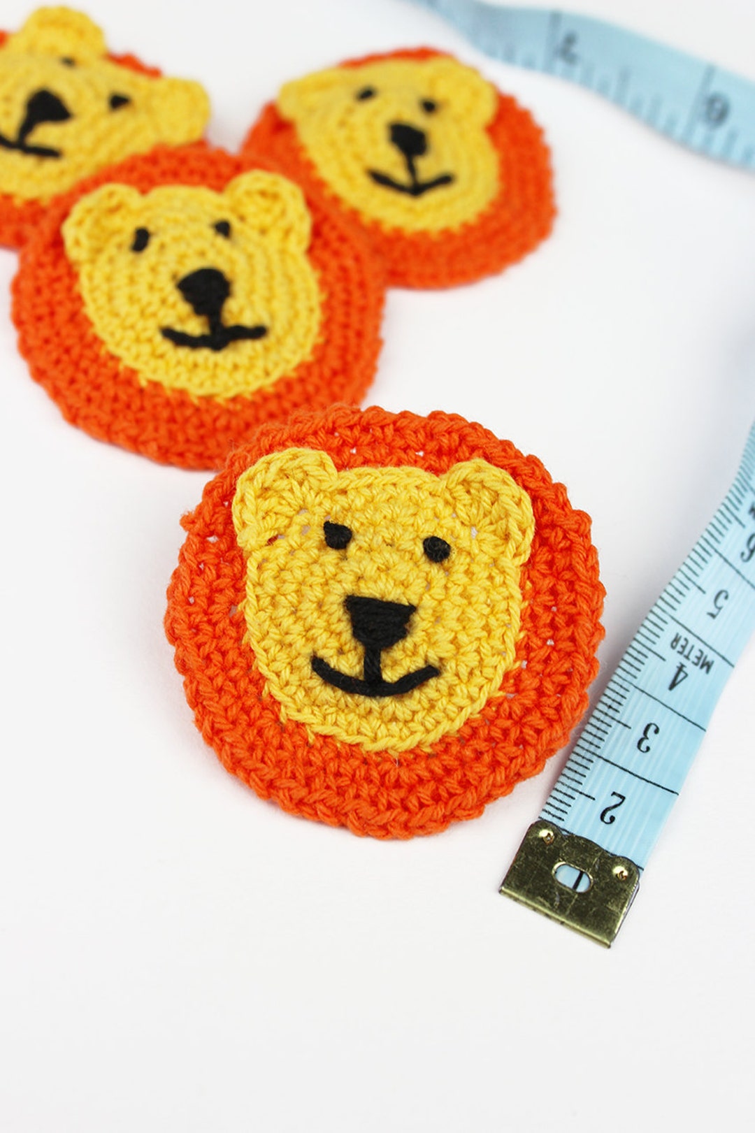 Crochet Lion Appliques 4pk Animal Farm Supplies Crafts Lion Face Shape ...