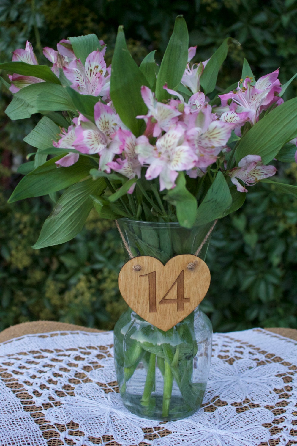 Heart table Number Tag Rustic table numbers Wine Tag | Etsy