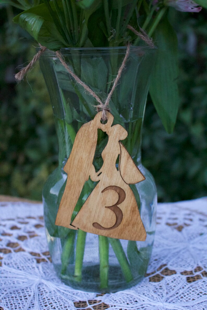 Tag Table Number, Bride and Groom Kiss, Wedding Table Numbers, Wine Tag ...