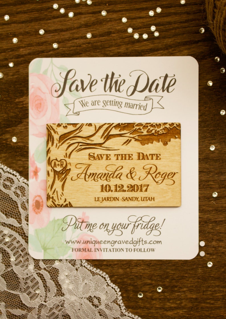 Tree Save the Date Magnet, Laser Cut, Paper Backing, Wedding Save-the ...