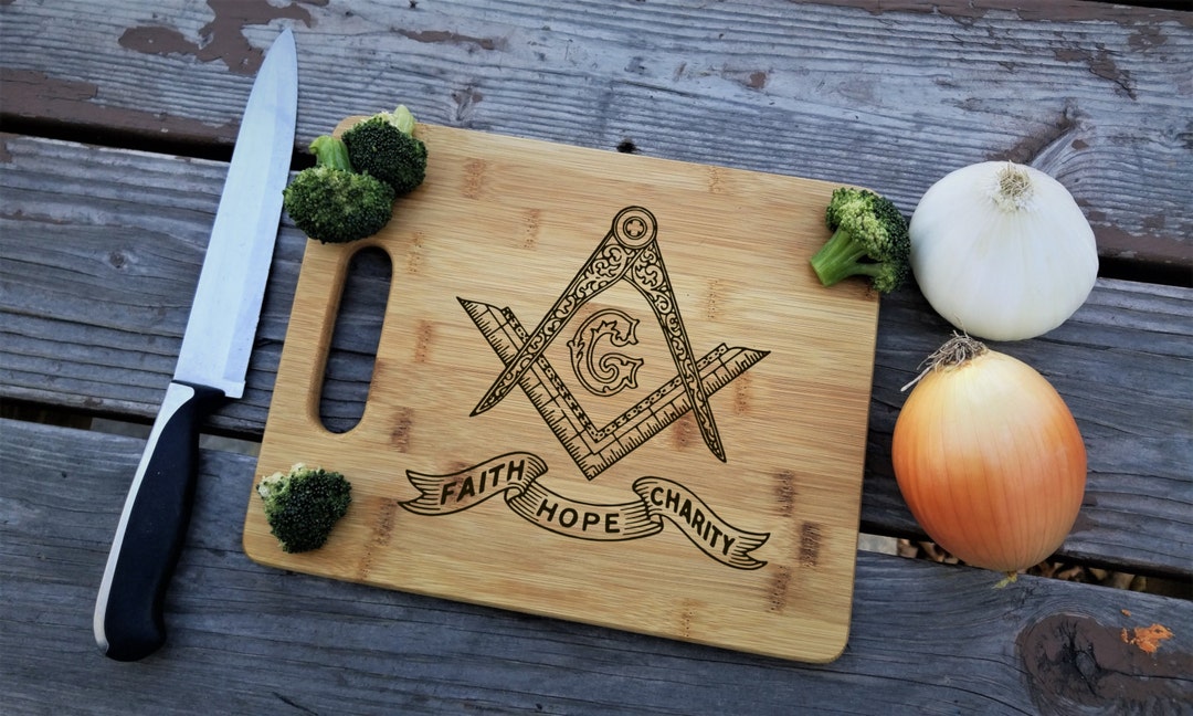 Masonic Cutting Board, Laser Engraved, Closing Gift, Bamboo, Faith Hope ...