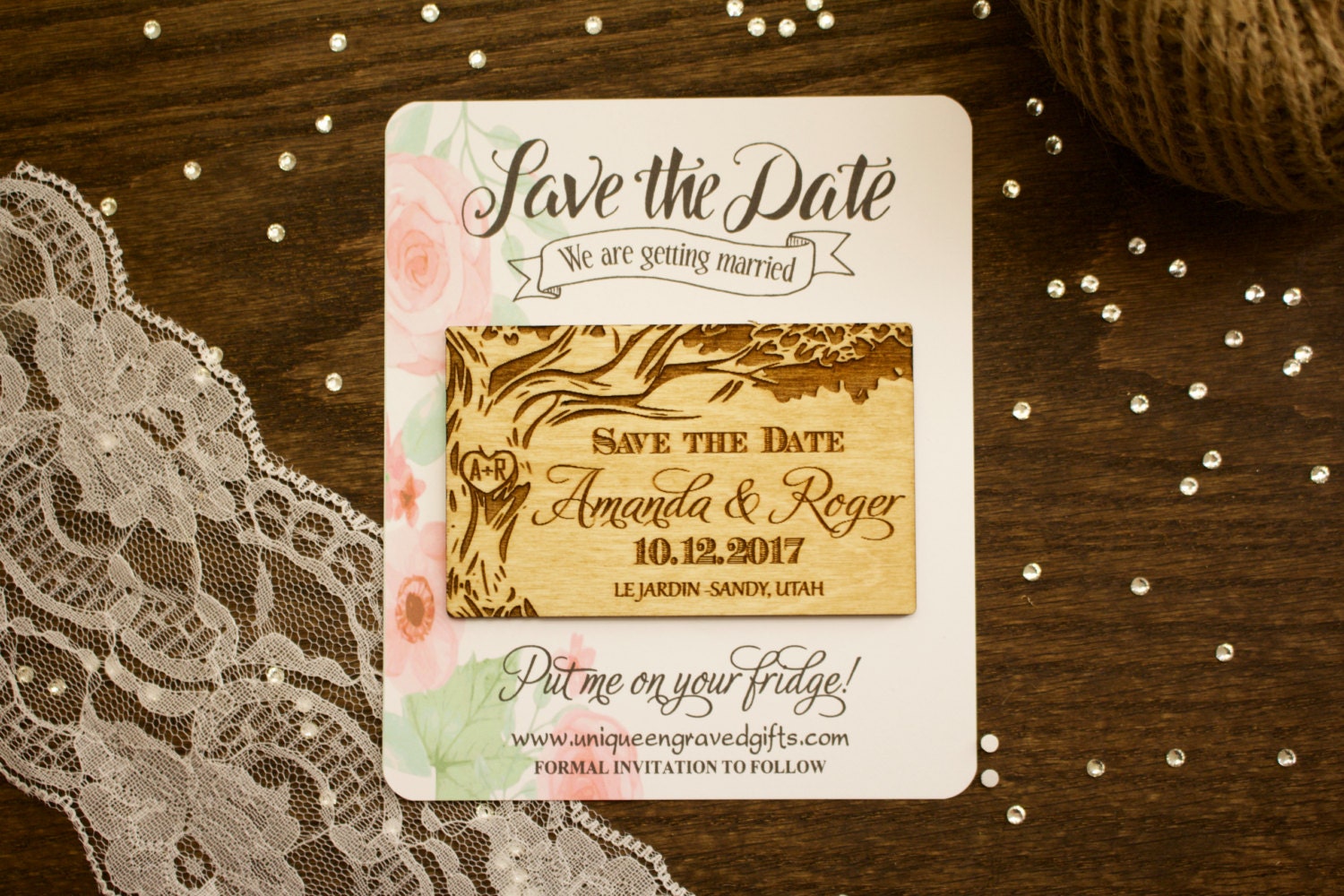 Tree Save the Date Magnet, Laser Cut, Paper Backing, Wedding Save-the ...