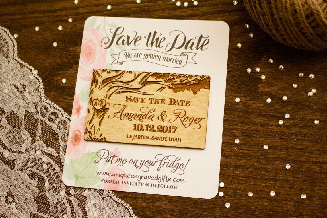 Tree Save the Date Magnet, Laser Cut, Paper Backing, Wedding Save-the ...