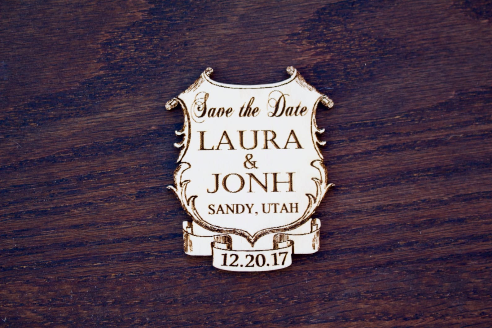 Vintage Crest Wedding Crest Rustic Wedding Wood Magnets - Etsy