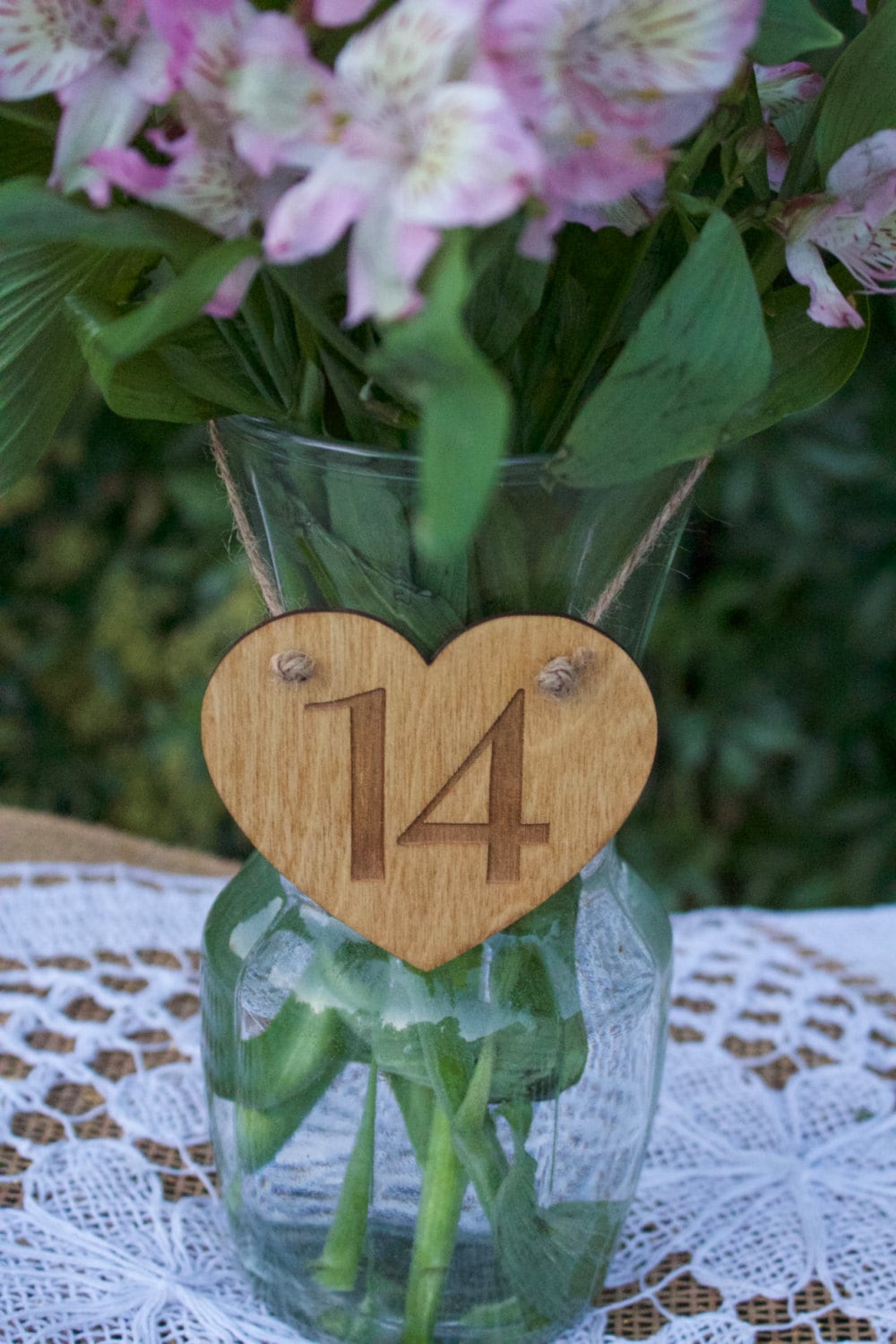 Heart table Number Tag Rustic table numbers Wine Tag | Etsy