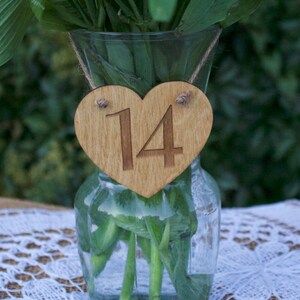 Heart Table Number Tag, Rustic Table Numbers, Wine Tag, Wedding Table ...