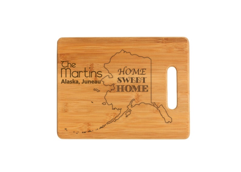 Alaska State Home Sweet Home Personalized Cutting Board, Wedding Gift ...