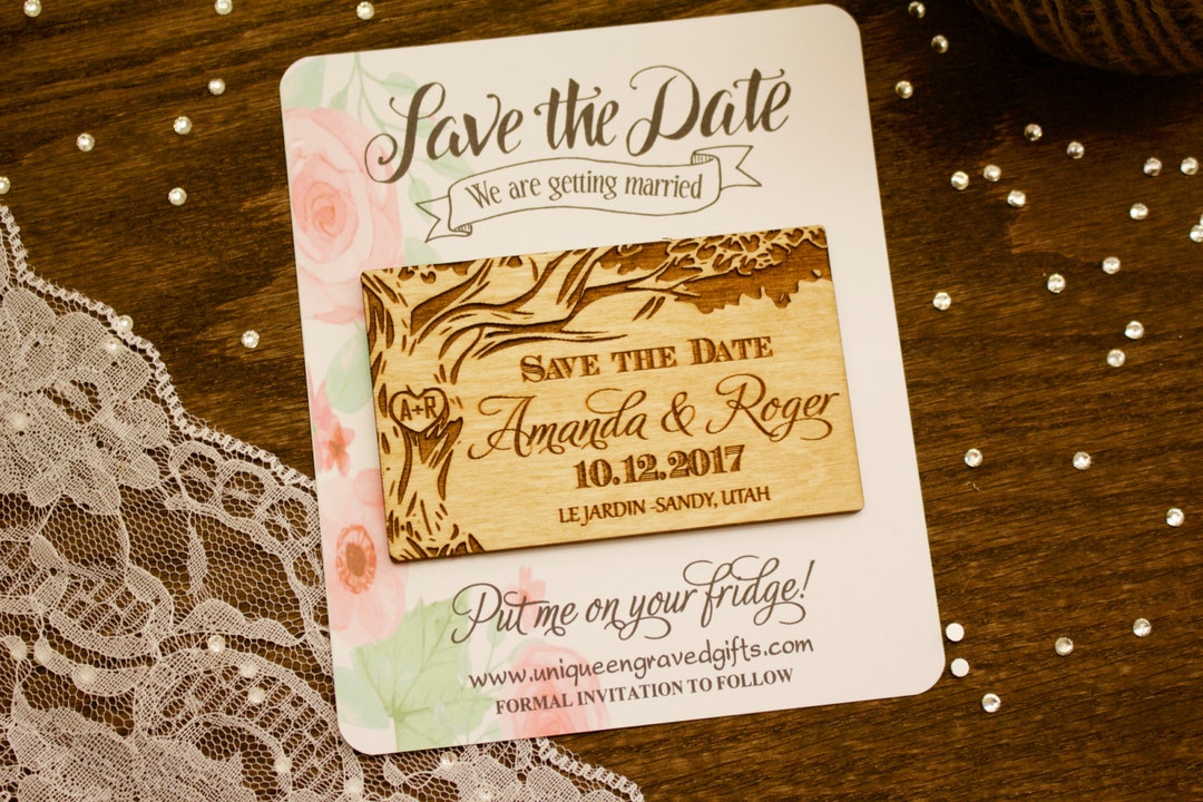 Tree Save the Date Magnet, Laser Cut, Paper Backing, Wedding Save-the ...