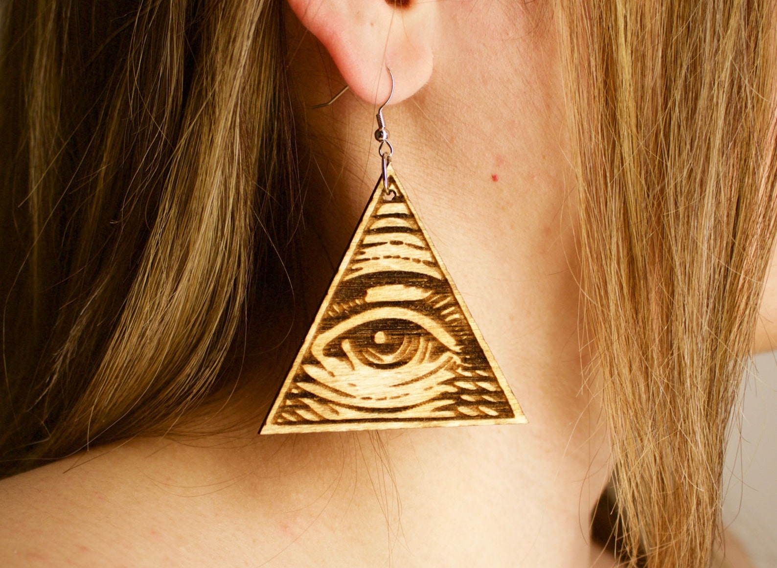 Wooden Engraved All-seeing Eye Earrings Eye of Providence | Etsy