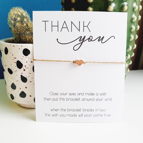Thank You Bracelet Thank You Charm Thank You Gift Heart - Etsy