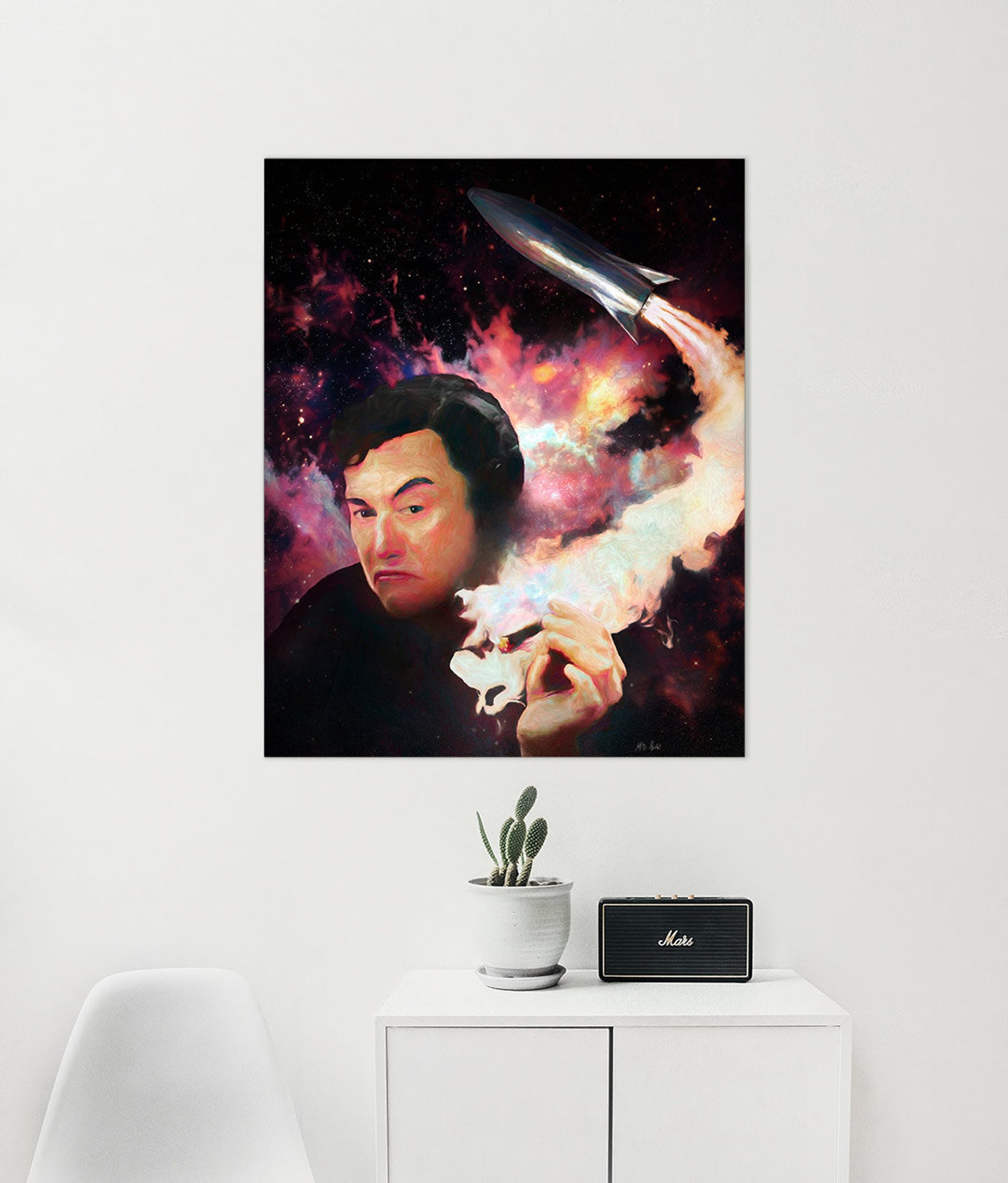 Painting of Elon Musk Smoking Weed on the Joe Rogan Experience, Space X ...