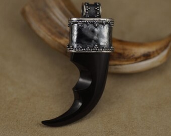 Obsidian Bear Claw in Granulated and Fused Fine Silver Setting - Etsy