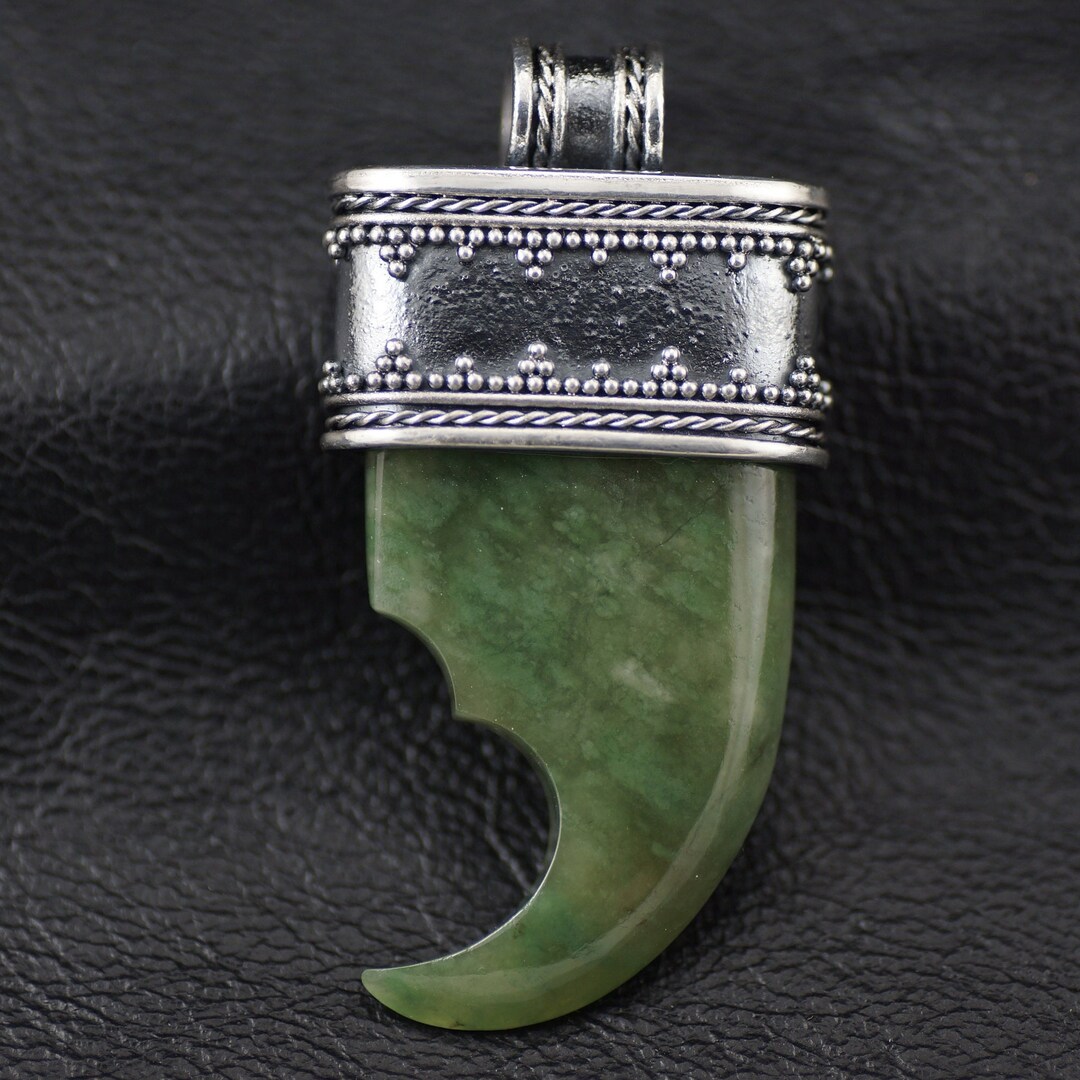 Jade Jaguar Claw in Granulated and Fused Fine Silver Setting - Etsy