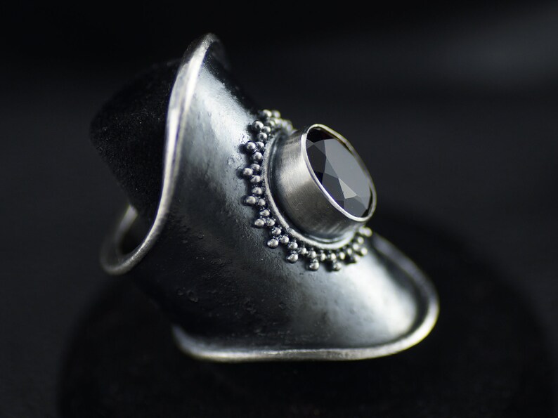 Granulated Viking Style Shield Ring With Garnet US Size 7 | Etsy