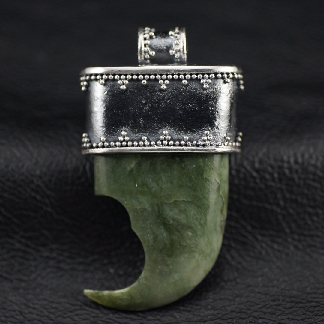 Jade Jaguar Claw in Granulated and Fused Fine Silver Setting - Etsy