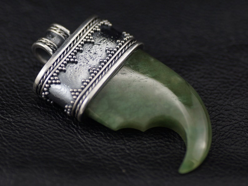 Jade Jaguar Claw in Granulated and Fused Fine Silver Setting - Etsy