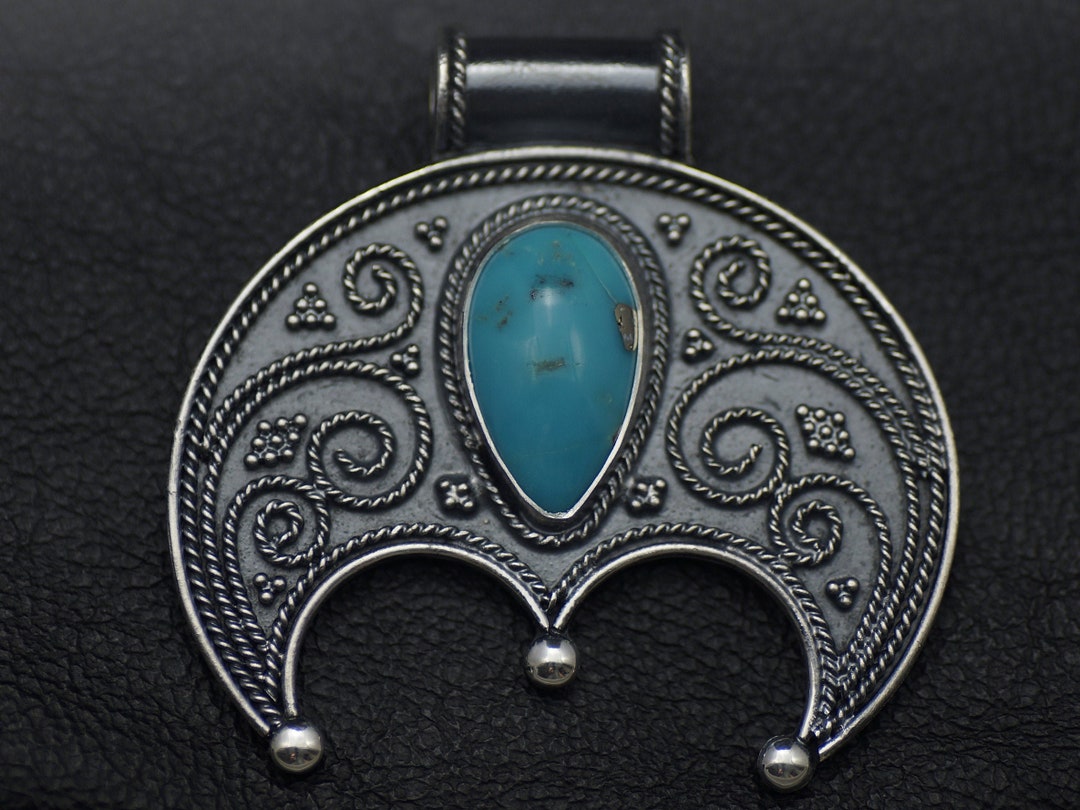 Fine Silver Lunula With Turquoise - Etsy