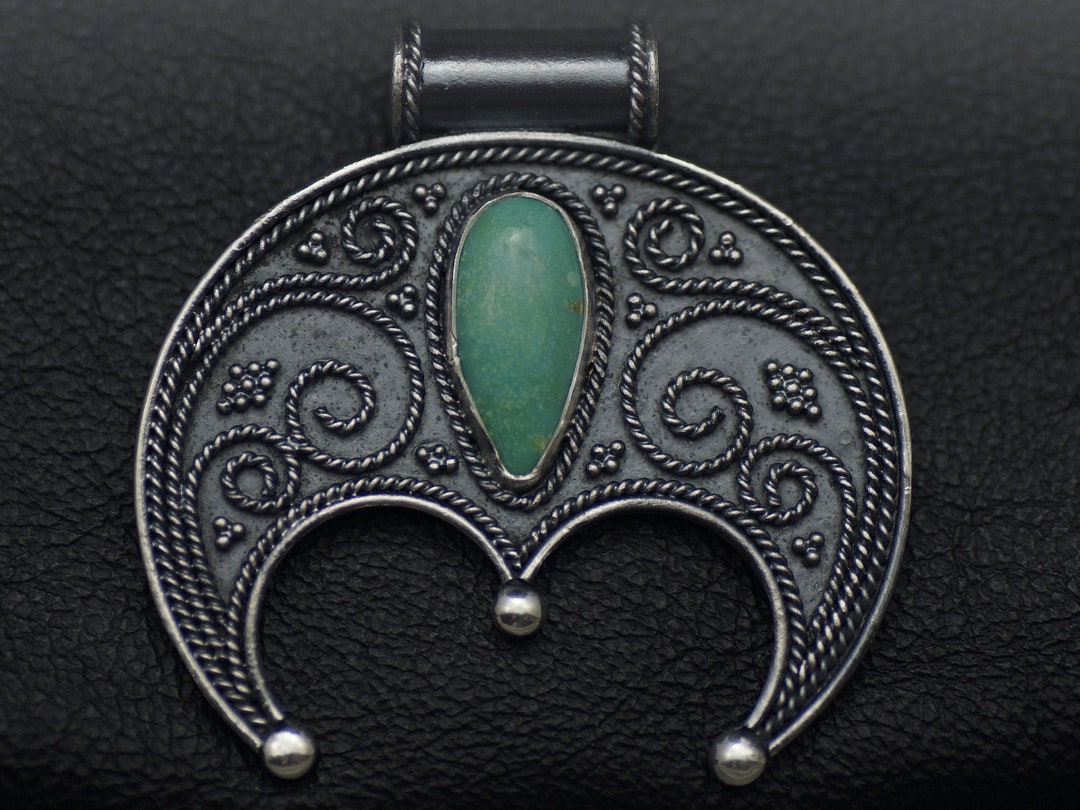 Fine Silver Lunula With Turquoise - Etsy Denmark