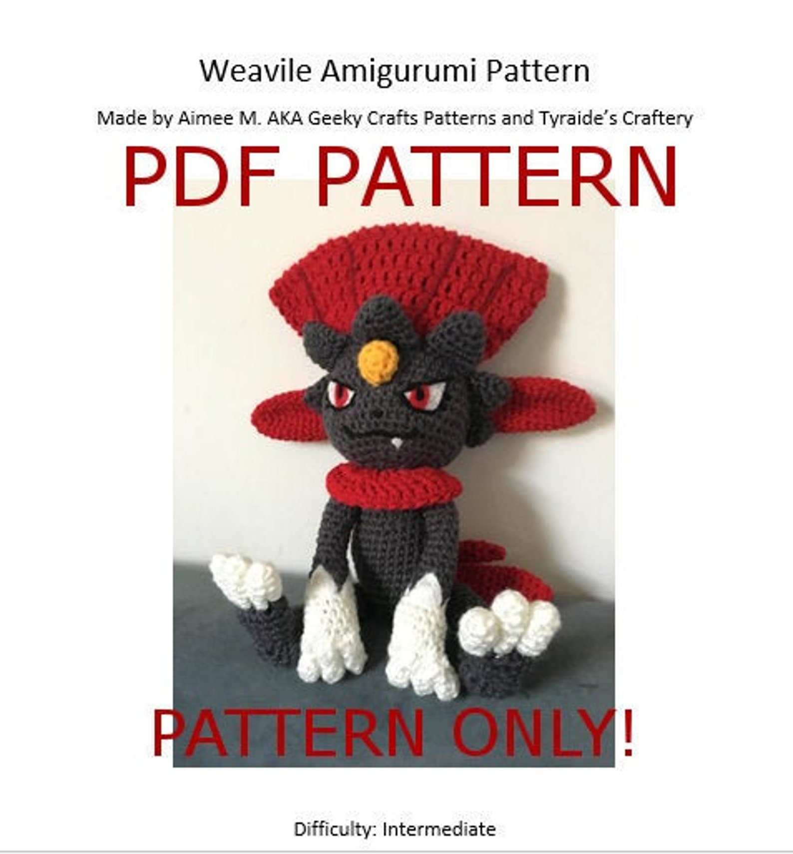 Pokemon Weavile Amigurumi Crochet Pattern PDF ONLY - Etsy