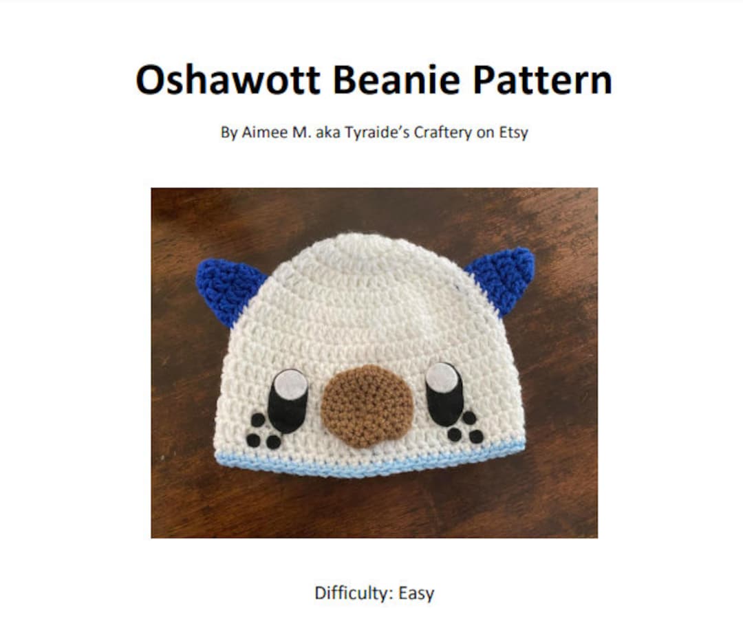 Pokemon Black and White Legends Arceus Oshawott Crochet Beanie Hat ...