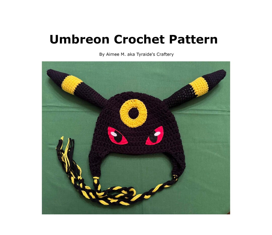 Pokemon Gold and Silver Umbreon Crochet Winter Earflap Hat Pattern ...