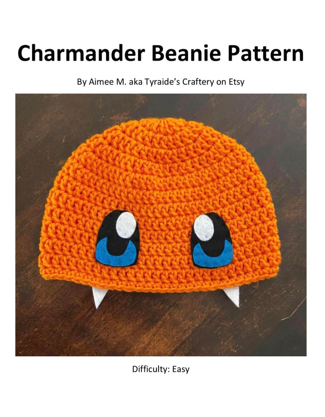 Pokemon Charmander Crochet Hat Pattern Cosplay Accessory Halloween ...