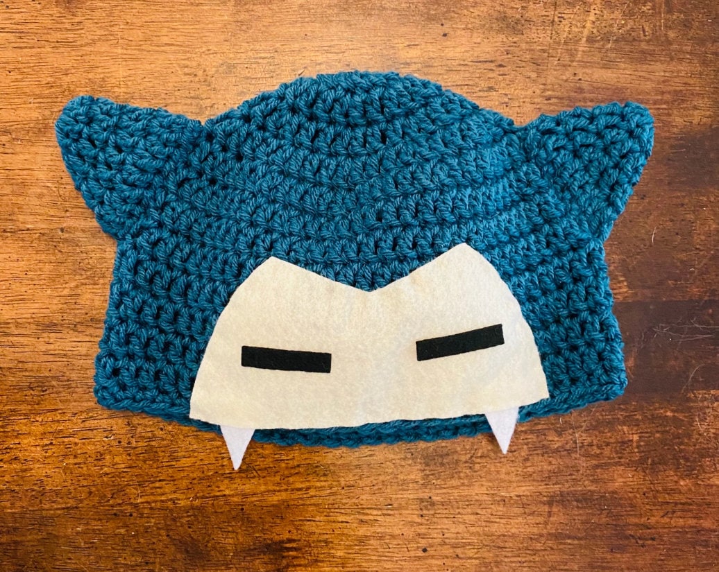Pokemon Red and Blue Snorlax Sleeping Cat Crochet Beanie Hat Pattern ...