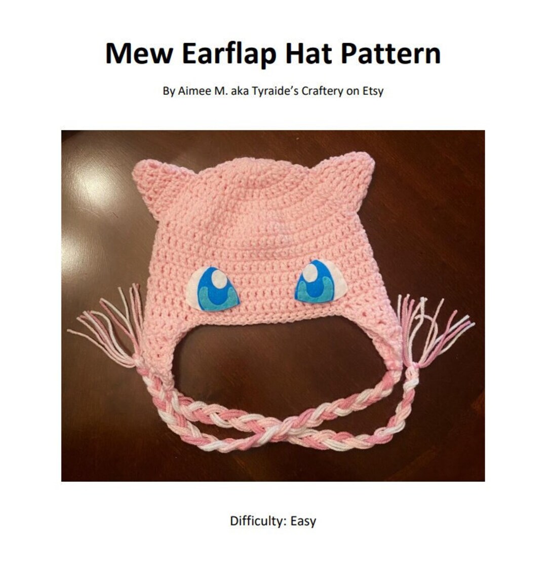 Pokemon Red and Blue Mew Crochet Hat Pattern Cosplay Halloween ...
