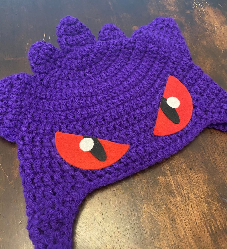 Pokemon Red and Blue Gengar Crochet Hat Pattern Cosplay Halloween ...