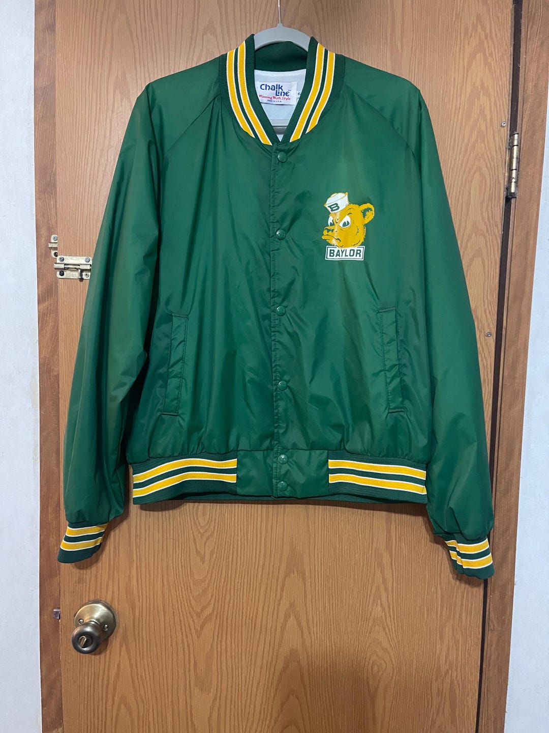 Vintage Baylor Bears Chalk Line Satin Snap Button up Jacket Size XL ...