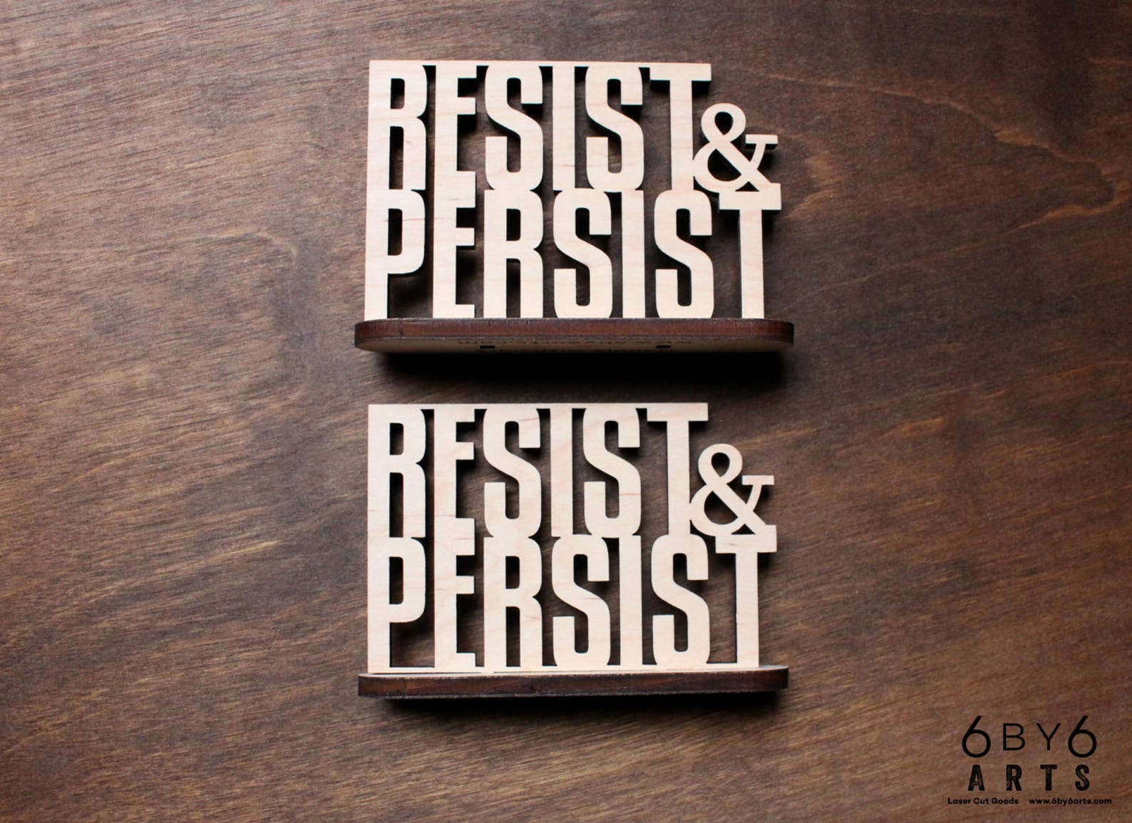 Resist & Persist Desk Sign | Maple Wood Freestanding Decor - Etsy